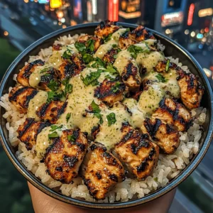 Honey Lime Chicken Rice Bowls with Cilantro Cream Sauce - Lora Chef