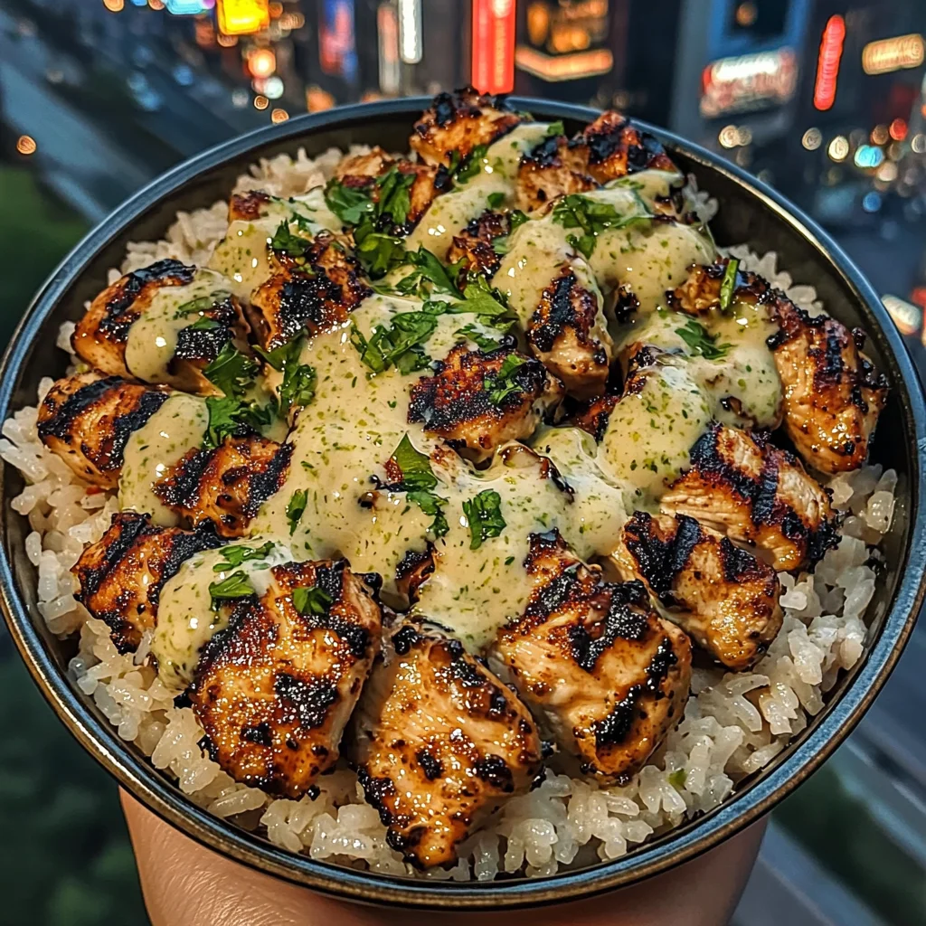 Honey Lime Chicken Rice Bowls with Cilantro Cream Sauce - Lora Chef