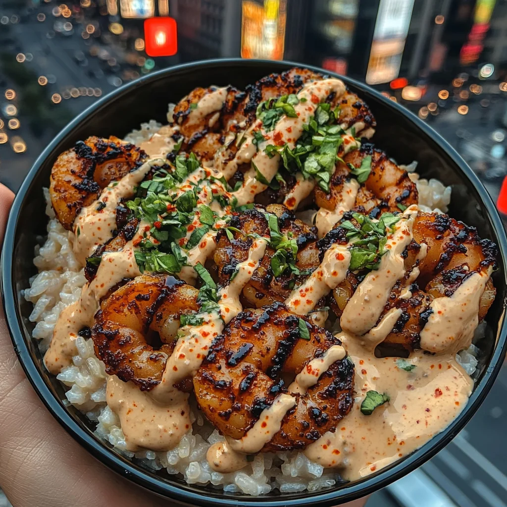 Spicy Shrimp Rice Bowls with Sweet Chili Lime Drizzle - Lora Chef