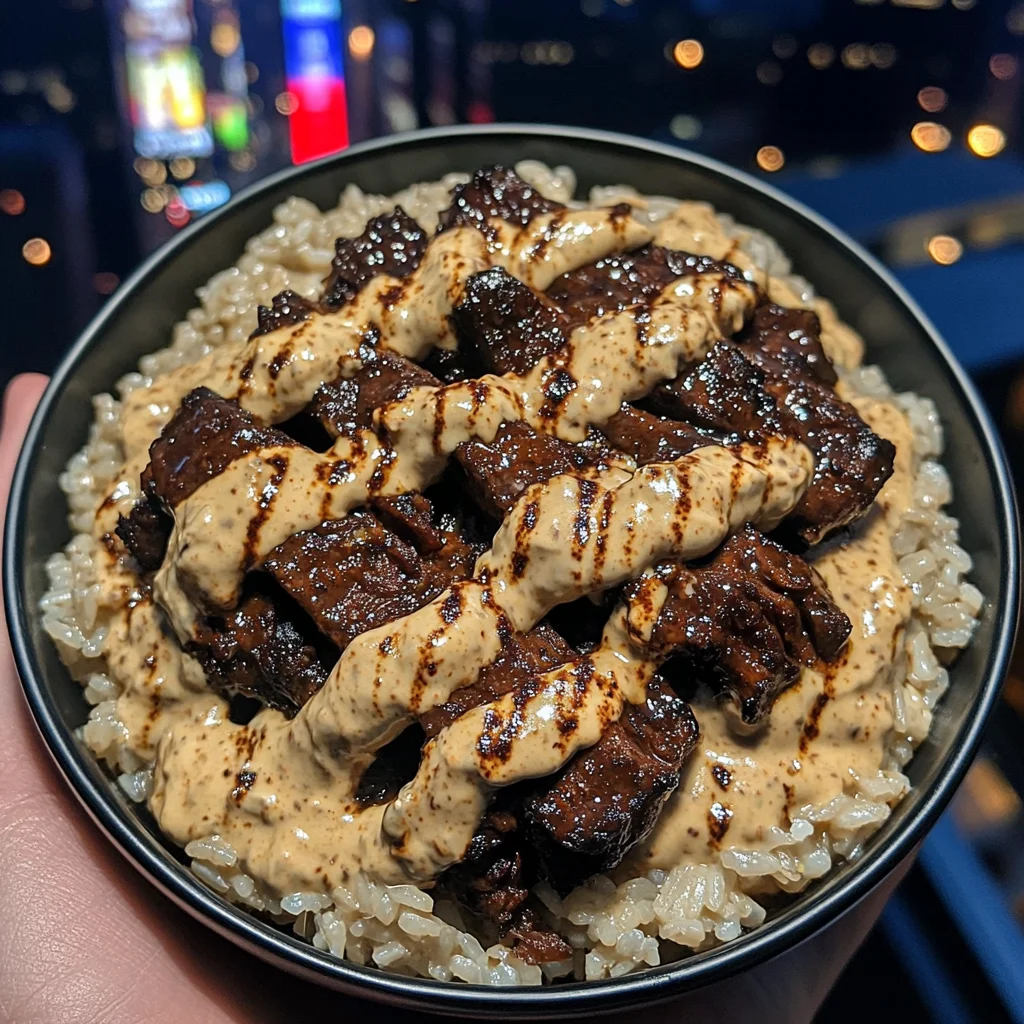 Sweet and Smoky Beef Rice Bowls with Chipotle Cream - Lora Chef