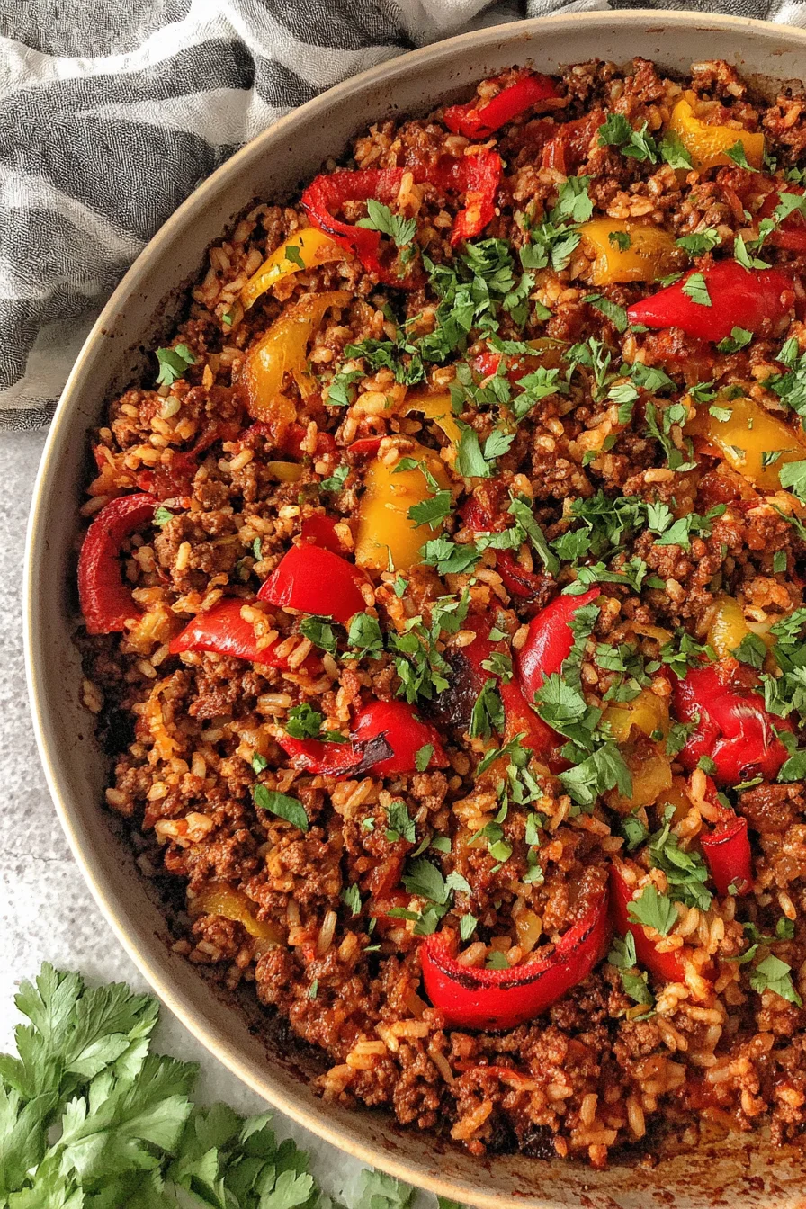 The BEST Unstuffed Pepper Skillet Recipe (with Ground Beef), dietitian ...