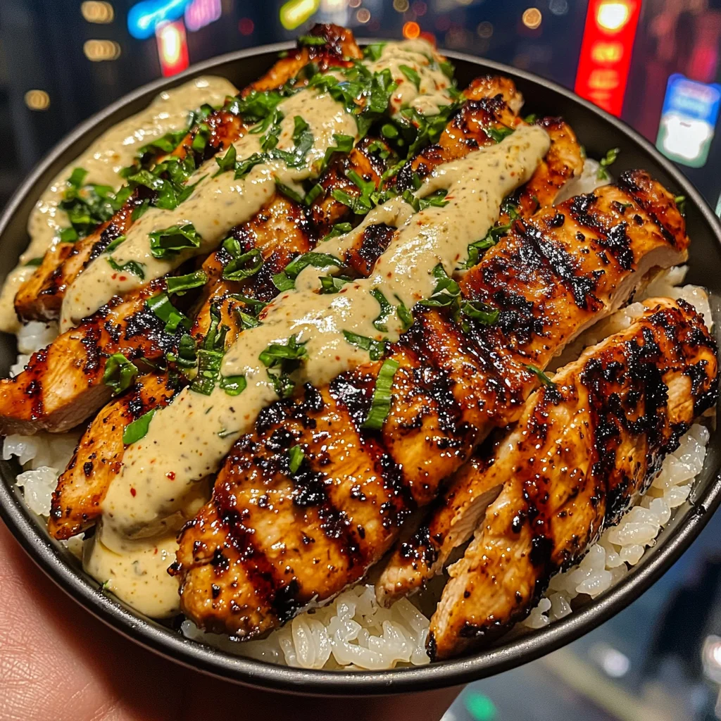 Grilled Chicken Rice Bowls with Spicy Ranch Drizzle - Lora Chef