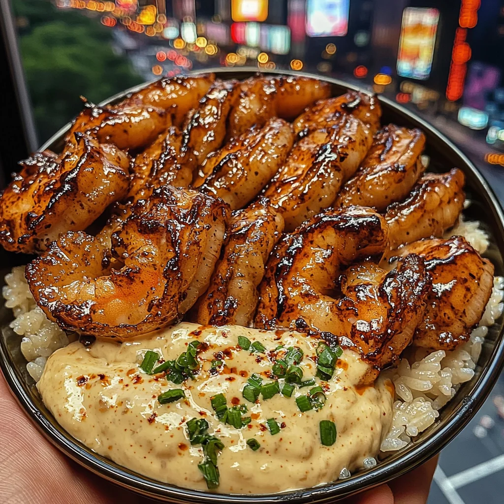 Teriyaki Shrimp Rice Bowls with Spicy Garlic Mayo - Lora Chef