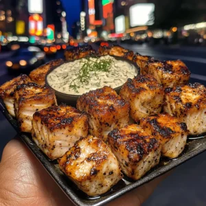 Cajun Fish Cubes with Cool Dill Dip - Lora Chef