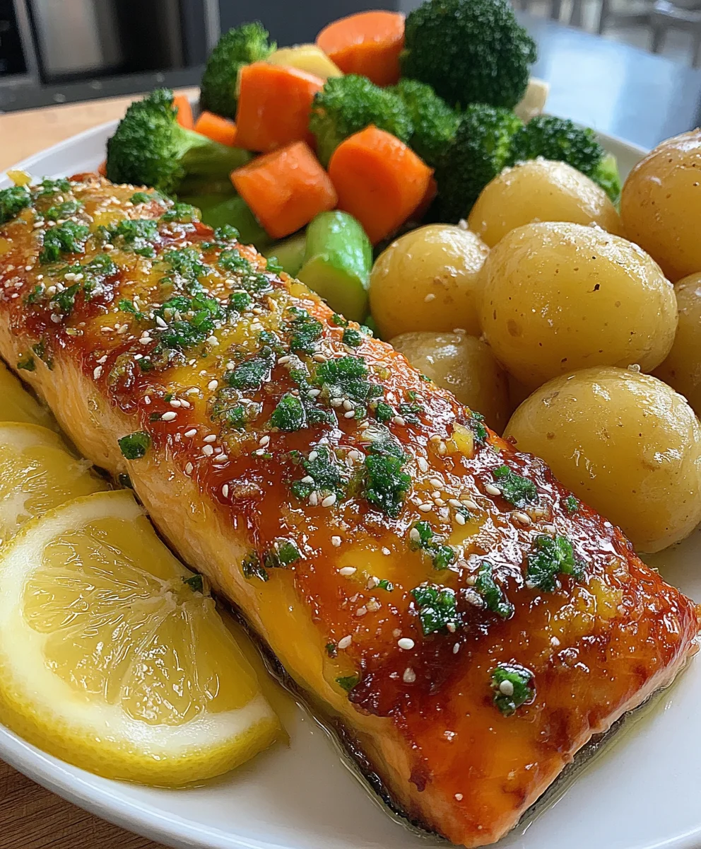 Slow Cooker Lemon Butter Salmon & Veggies - Lora Chef