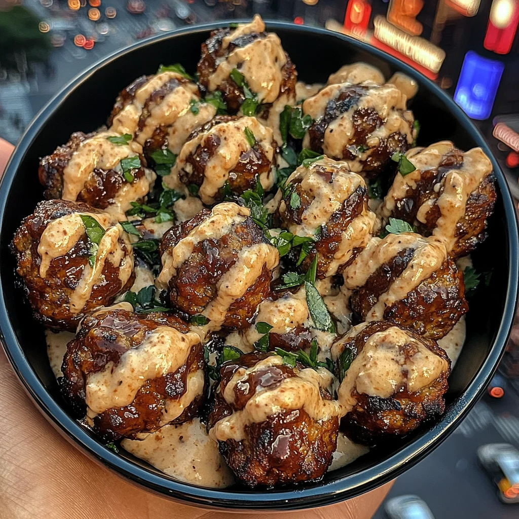 Spicy BBQ Meatballs with Smoky Ranch Dressing - Lora Chef
