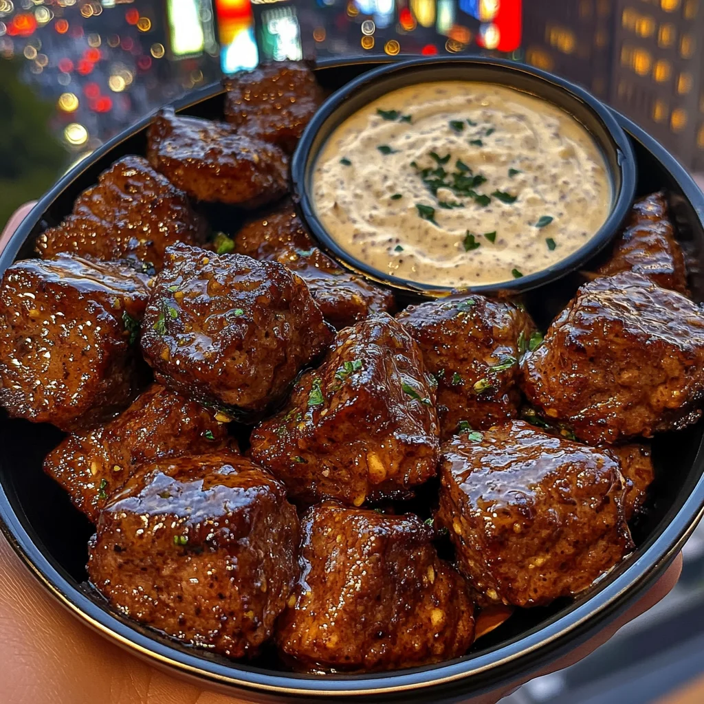 Spicy Garlic Beef Cubes with Cool Ranch Dip - Lora Chef