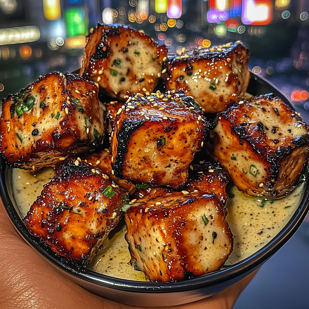 Teriyaki Chicken Cubes with Sesame Ranch - Lora Chef