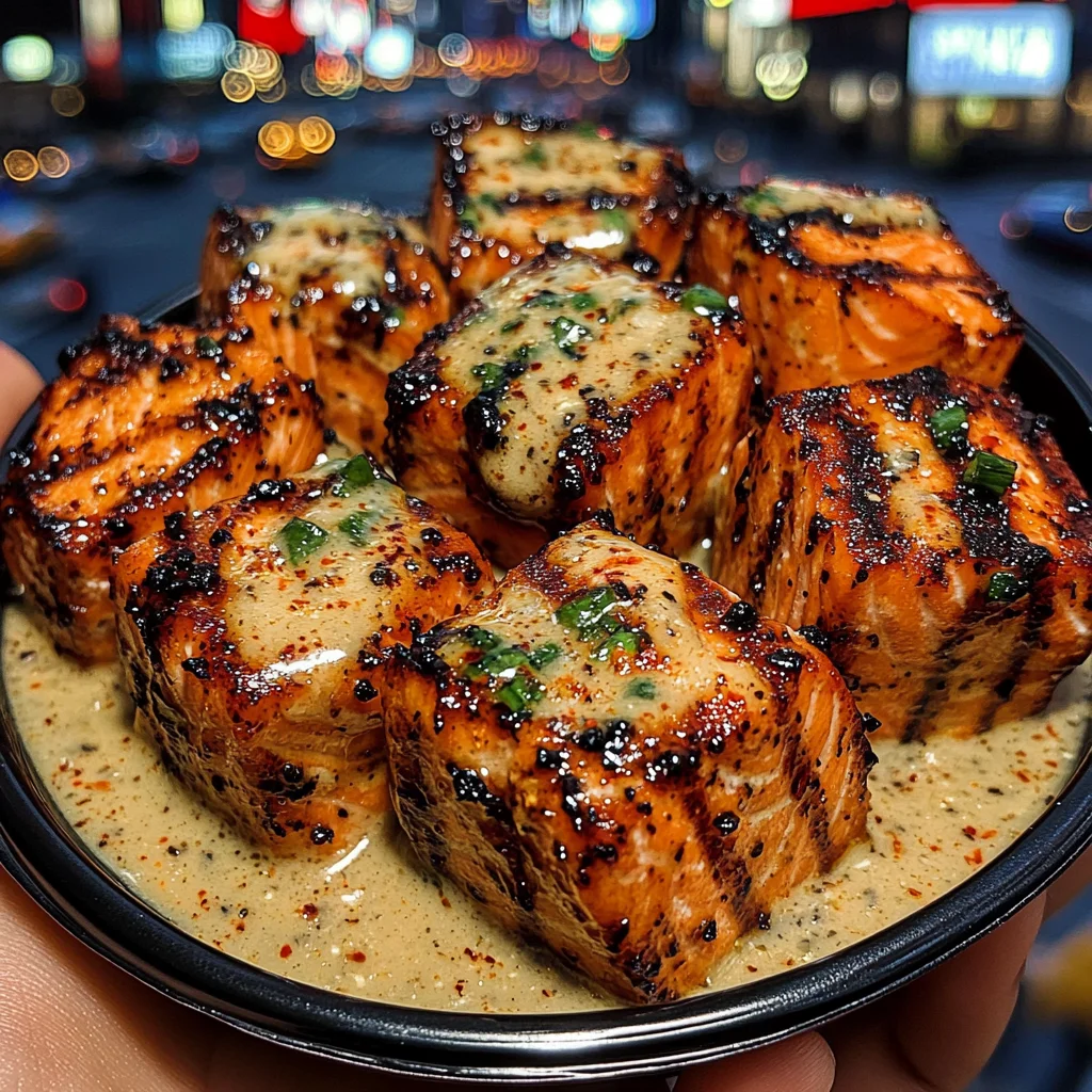 Sweet Chili Salmon Cubes with Cooling Ranch - Lora Chef