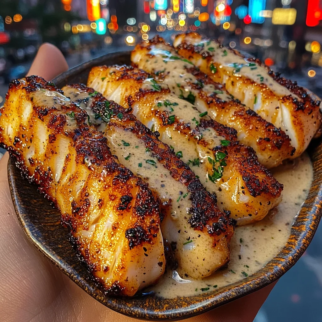 Butter Roasted Cod Strips with Garlic Herb Sauce - Lora Chef