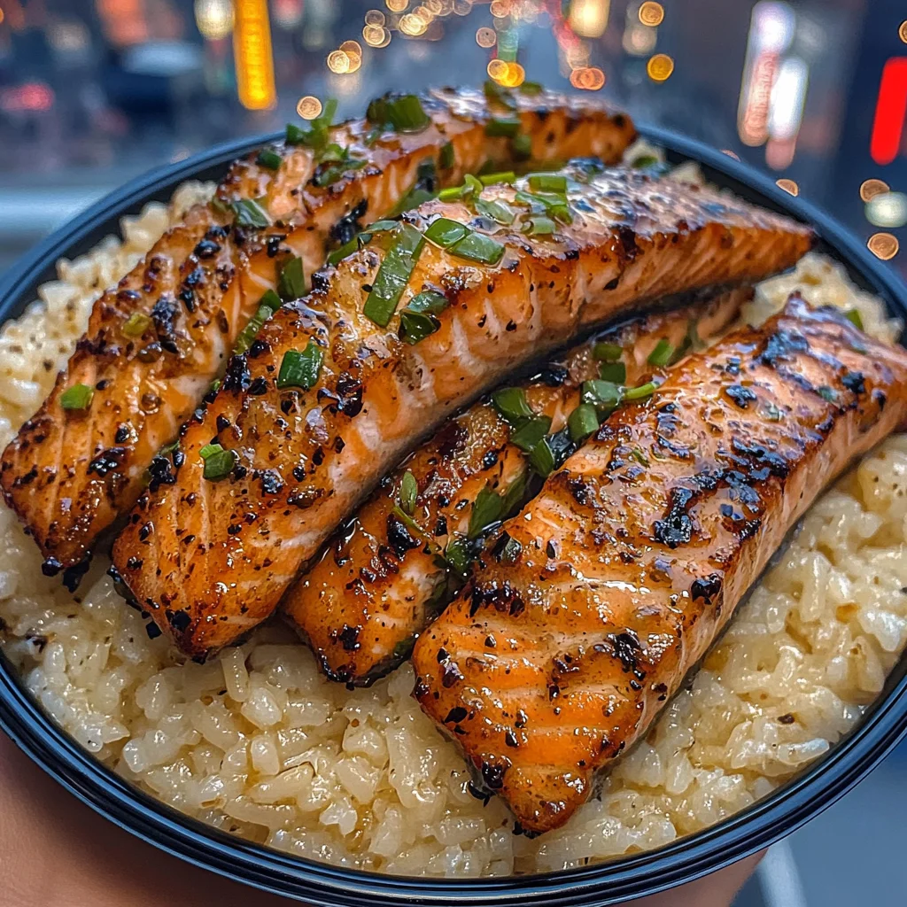 Ginger Garlic Salmon Strips with Scallion Rice - Lora Chef