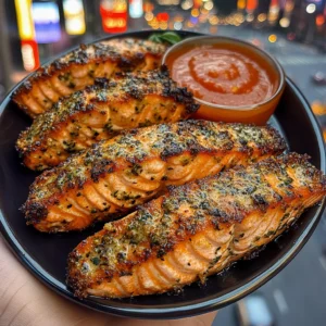 Herb Crusted Salmon Strips with Tomato Basil Sauce - Lora Chef
