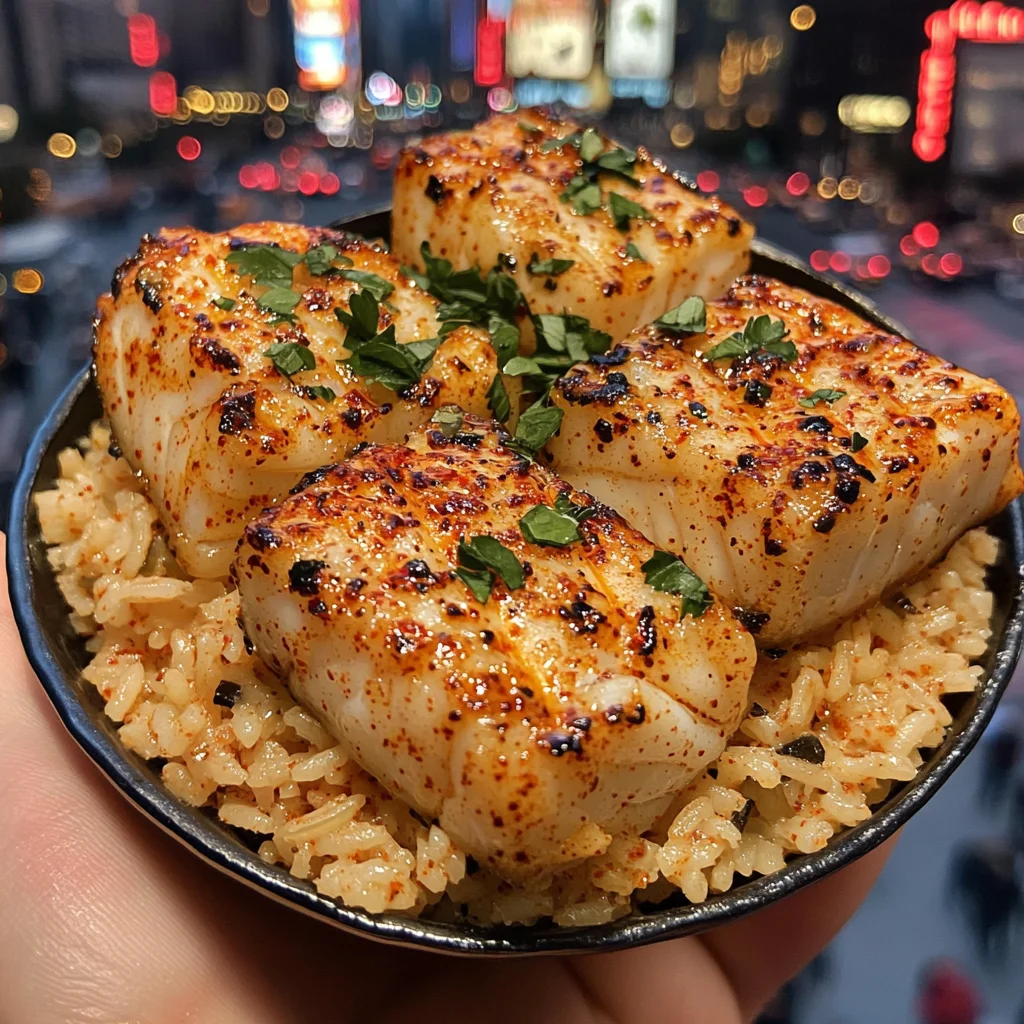 Paprika Lime Fish Cubes with Spanish Rice - Lora Chef